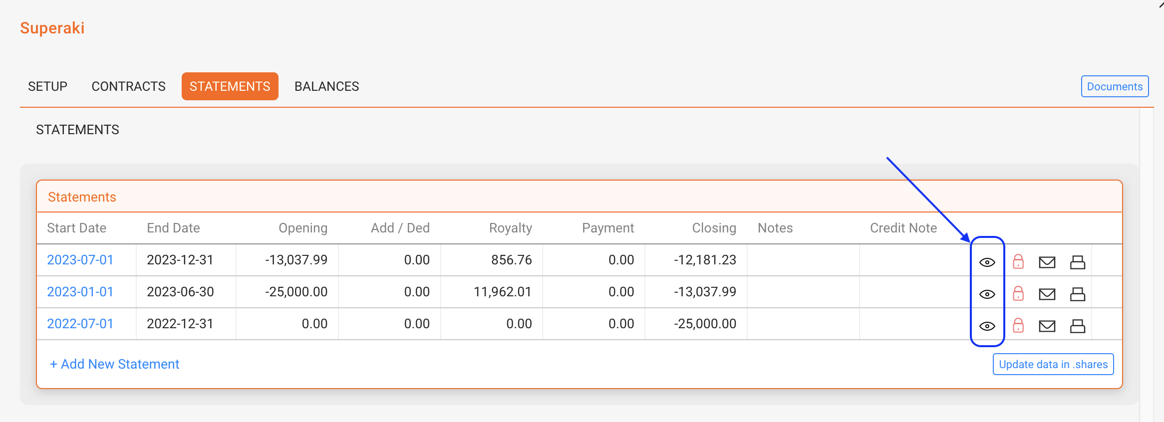 How to preview the SHARES royalty dashboard for a specific Royalty ...
