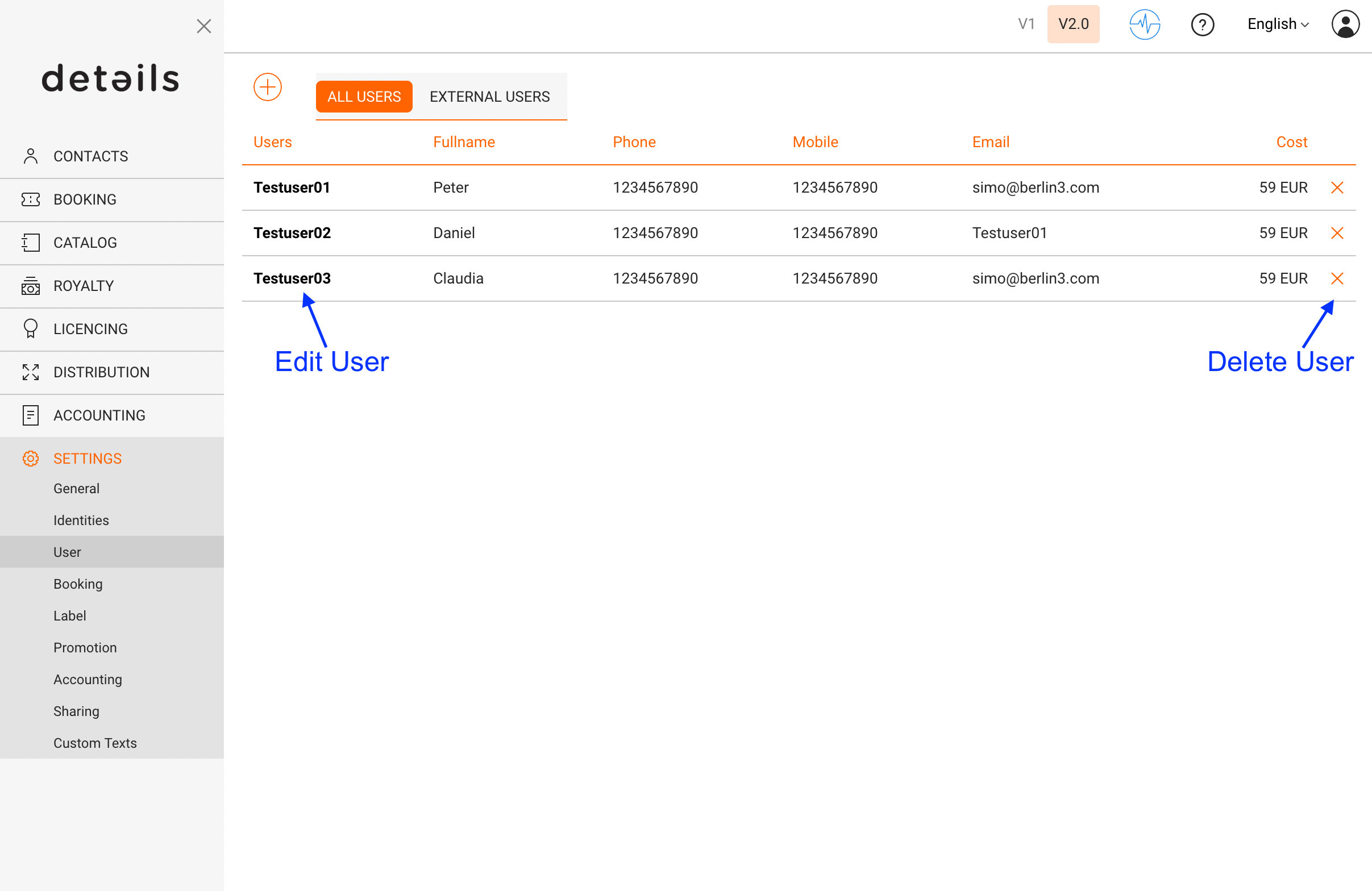 User Management & Profile Settings – Details