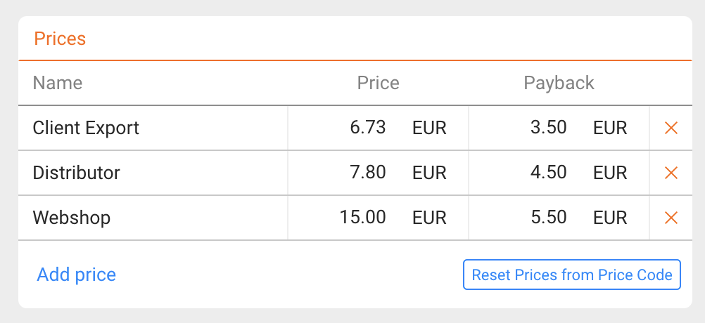 Price Codes, Price Lists, Prices, and Paybacks for physical products ...
