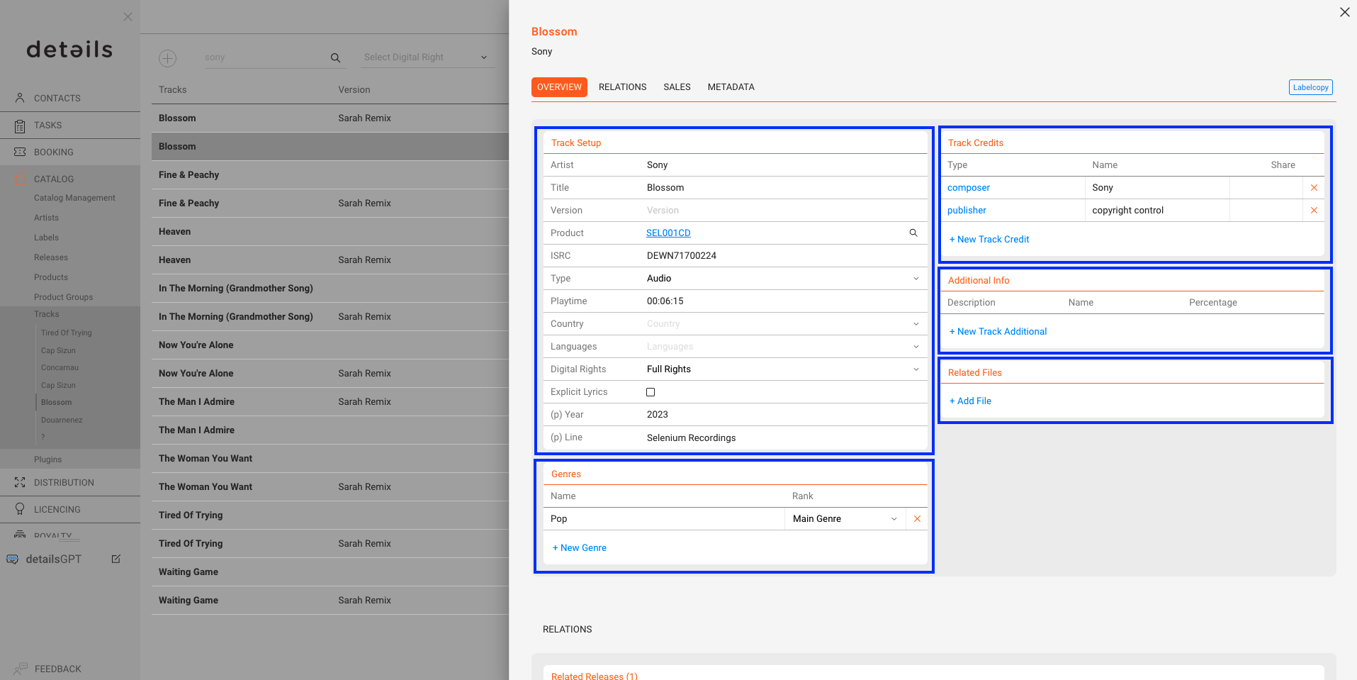 Track Interface – Details