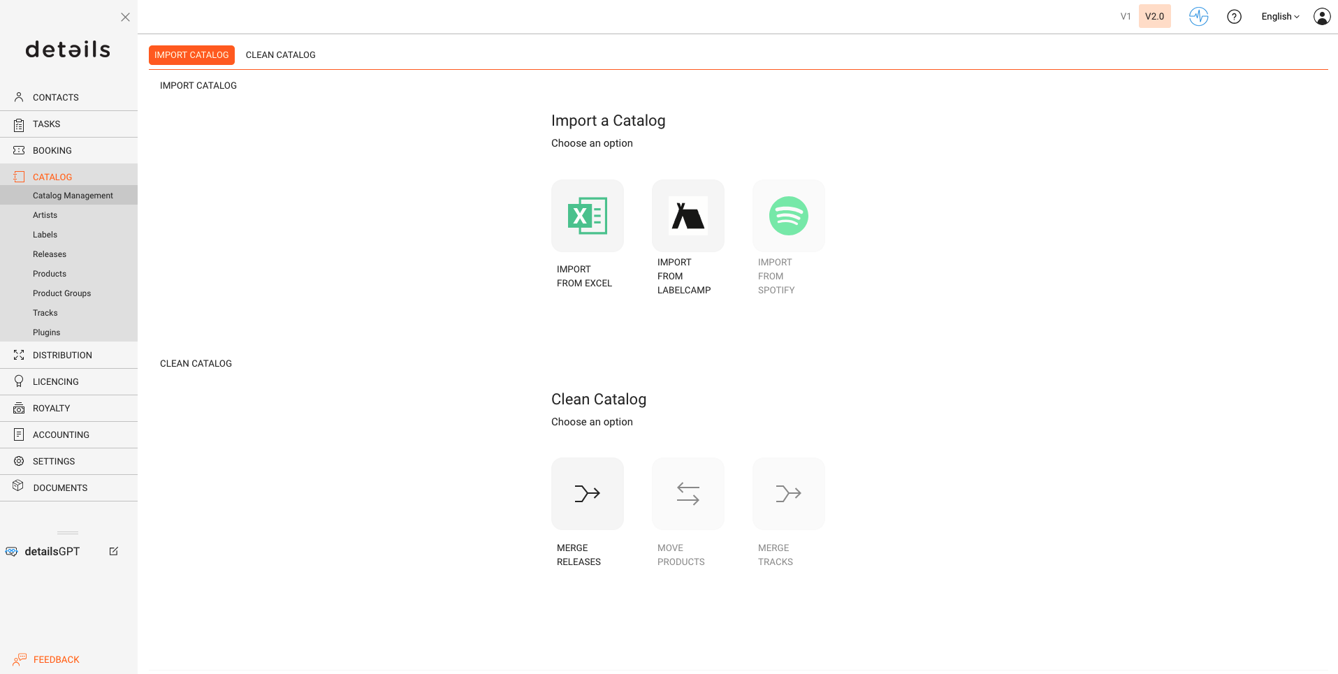 Catalog Management Interface – Details