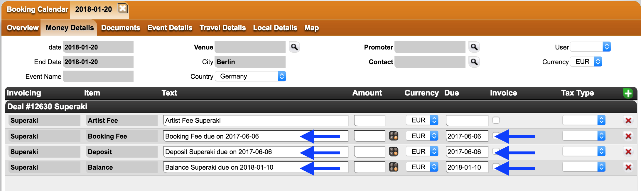 How to set automatic due dates for Money Details – Details