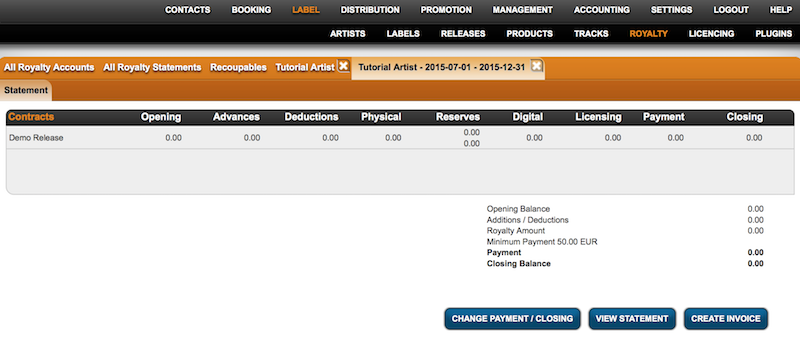 CREATE ROYALTY STATEMENTS – Details