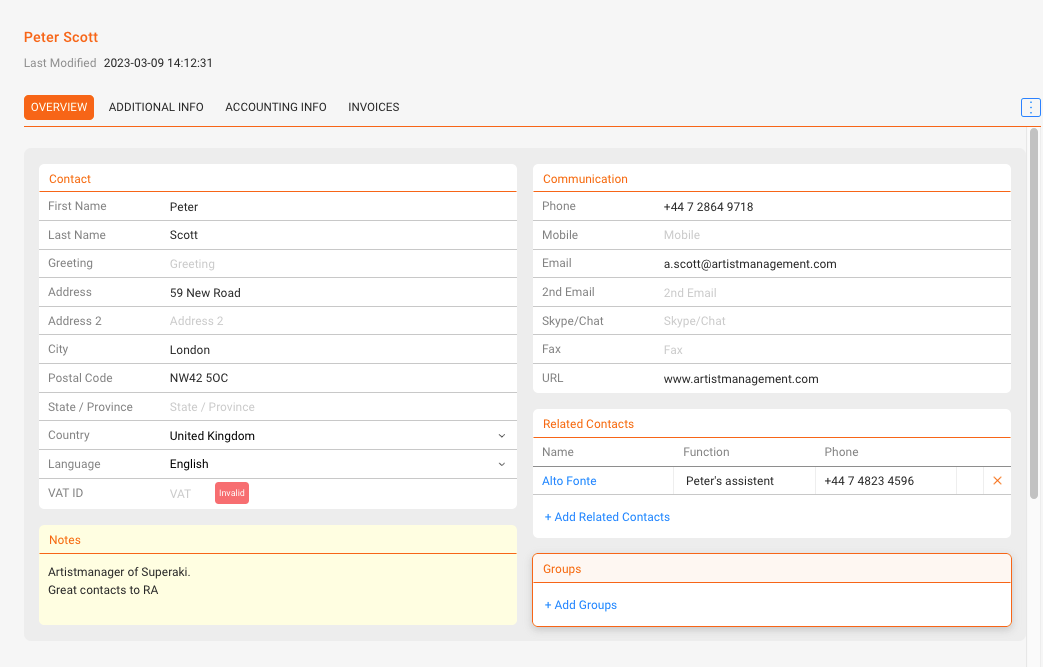Contact Interface – Details